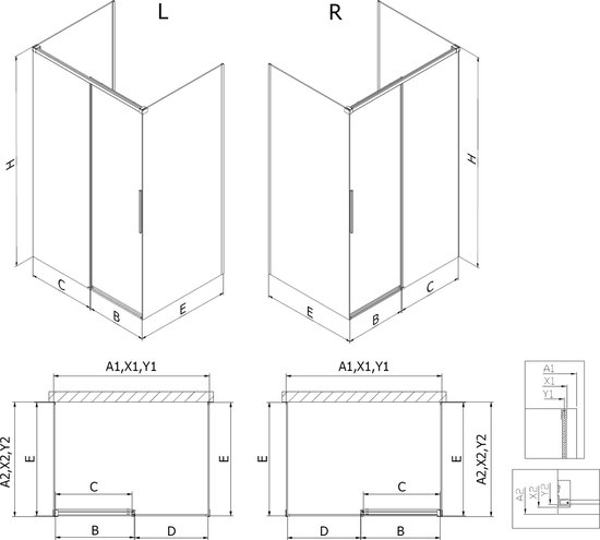 Mexen Rox-3S douchecabine met 3 schuifpanelen 125 x 100 , transparant ...