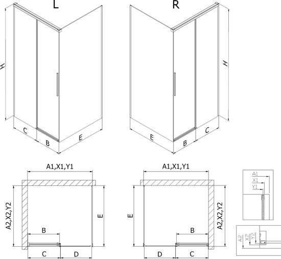 Mexen Rox schuifdouchecabine 125 x 100 cm, transparant, roségoud - 8C2 ...
