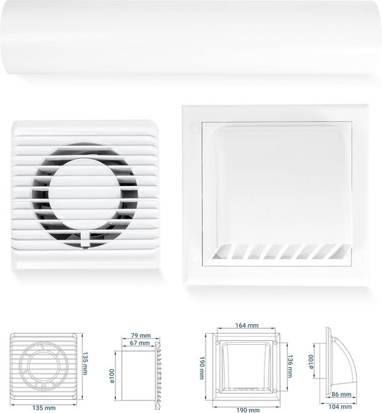 Stil Ventilatieset 100 mm met Ventilator en Weerbestendig Rooster | bol