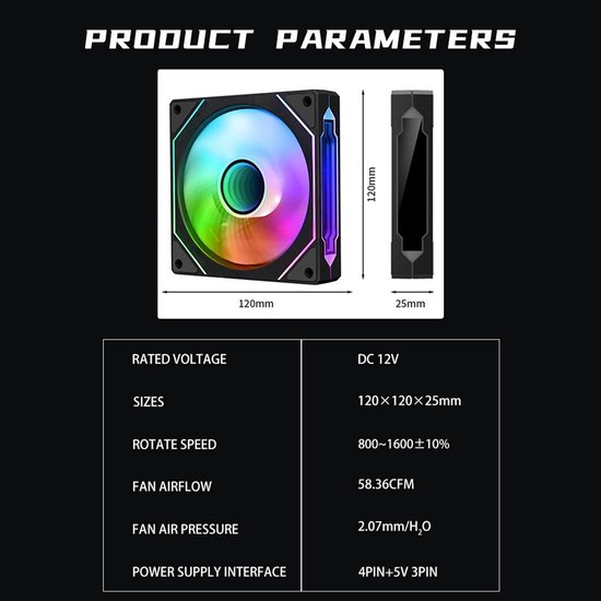 Set van 3 RGB PC Ventilatoren 120mm met Infinity Mirror Effect en PWM | bol