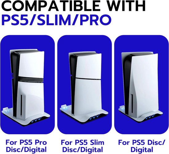 PS5 Koelstandaard met Dual Controller Oplader en Ventilator voor PS5 ...
