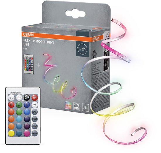 OSRAM TV MOOD LED-strip met USB, 4W, RGB-kleurcontrole, flexibel en ...