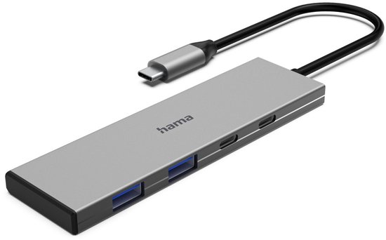 Hama 00200147 interface hub USB Type-C 10000 Mbit/s Grijs | bol