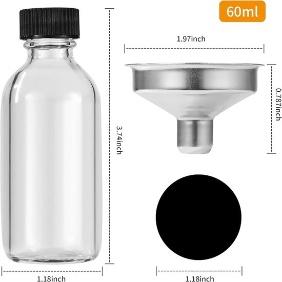 12 Mini Drank Flessen - Herbruikbare Glazen Flessen 60ml - Set met ...