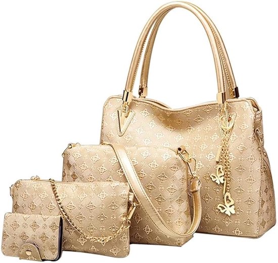 Gouden Dames Handtassen Set - 4-delige Envelop Tassen met Raamwerk ...