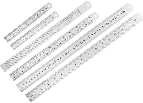 Allecto plus - Set van 6 metalen linialen - 400 mm 16 inch - 300 mm 12 ...