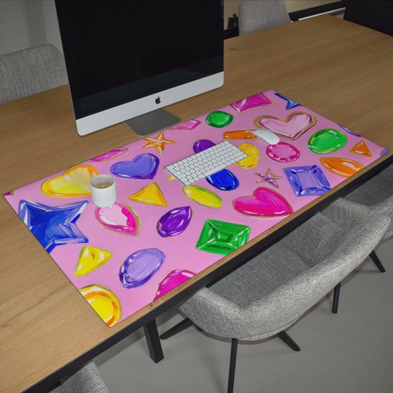 Bureau onderlegger 120x60 cm - Muismat Edelstenen - Vormen - Hartje ...