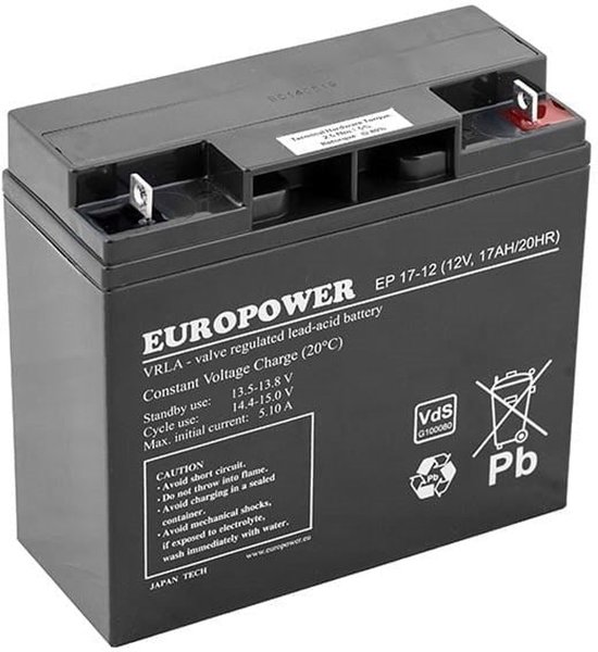 EUROPOWER EP Series AGM Battery 12V 17Ah (Service Life 6-9 Years) | bol