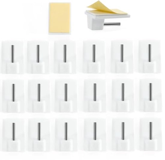 Zelfklevende Gordijnhaken - 20 Stuks - Wit voor Gordijnrails - 1,9 x 2 ...