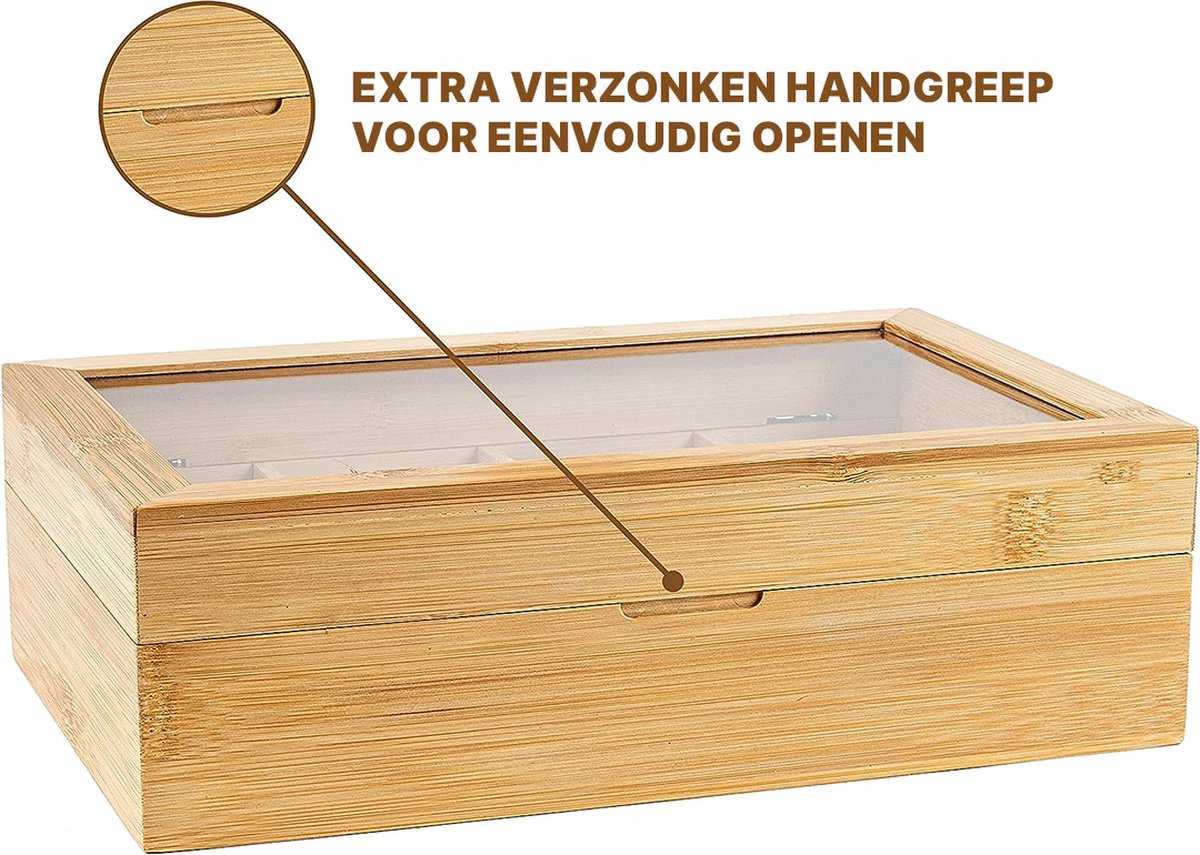 Theedoos 8 vaks - Theedoos Hout - Thee - Theedoos Glas - Stijlvol Hout ...