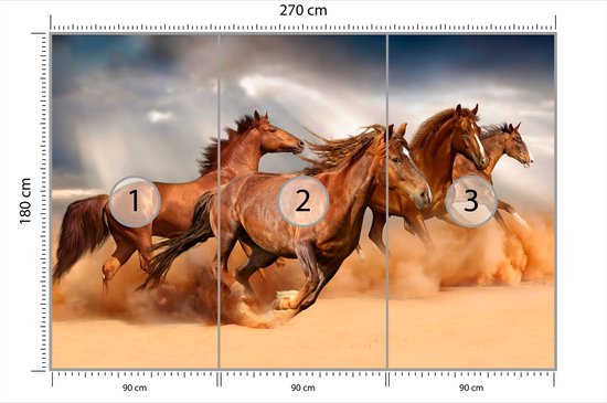 Fotobehang Paarden Rennen In De Woestijn | bol