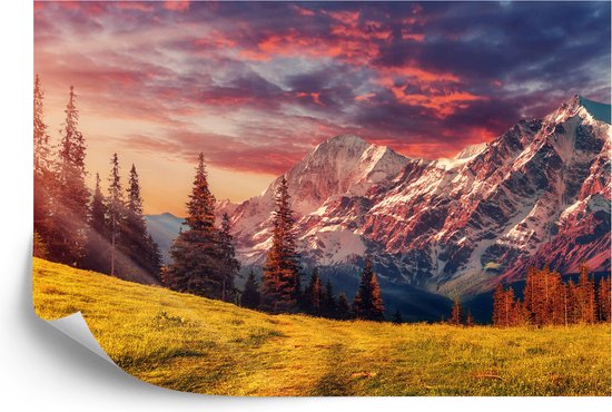 Fotobehang Awesome Alpine Highlands In Sunny Day. Scenic Image Of Fairy ...