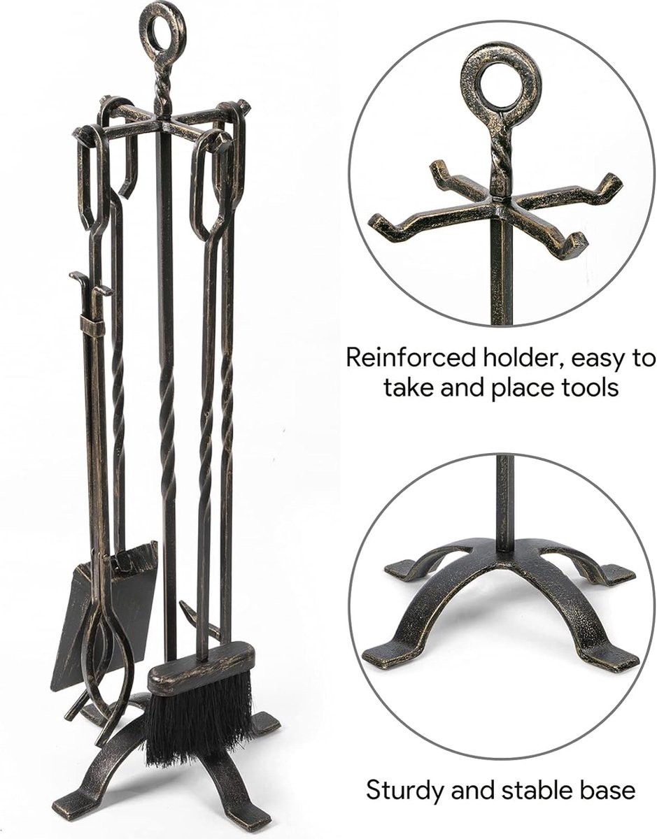 5 Stuks Open haard Gereedschap Sets Smeedijzeren Open haard Set Antiek ...