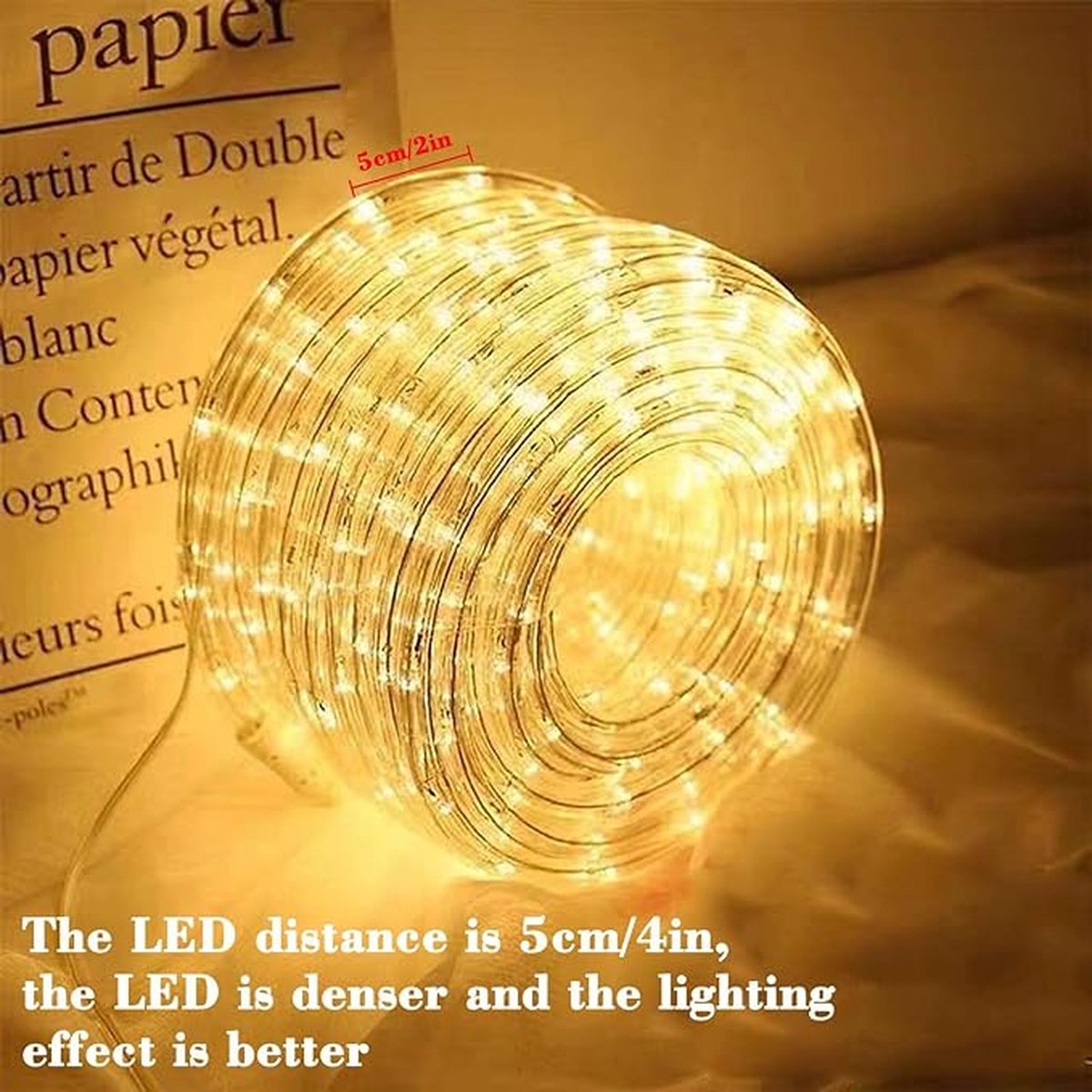 Lichtslang met 200 Leds, werkt op stroom voor binnen en buiten, warmwit ...