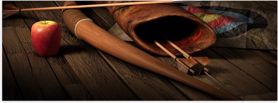 Poster (Mat) - Pijl - Boog - Schieten - Appel - 90x30 cm Foto op ...