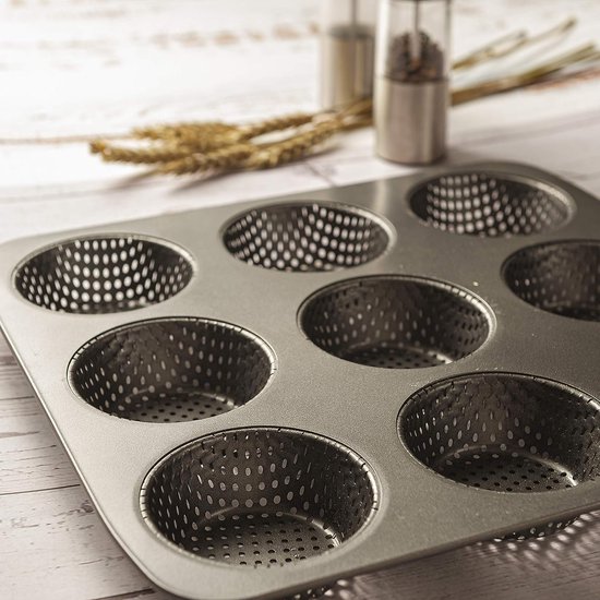 rolbak met antiaanbaklaag • rolbakvorm voor 9 broodjes • rond rolblik ...