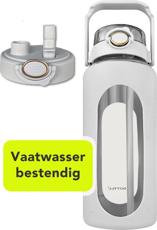LOUBOTTLE ® - Waterfles met Rietje - Drinkfles met Rietje - Waterfles 2 ...