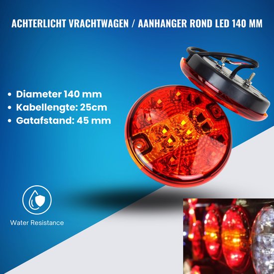 Supersnelle Levering - Hoogwaardige Ronde 140mm LED Achterlichten voor ...