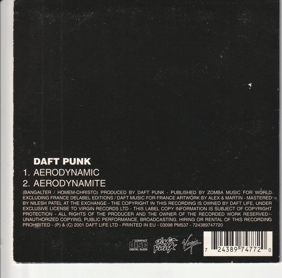 Cd Single Daft Punk Aerodynamic Daft Punk Muziek