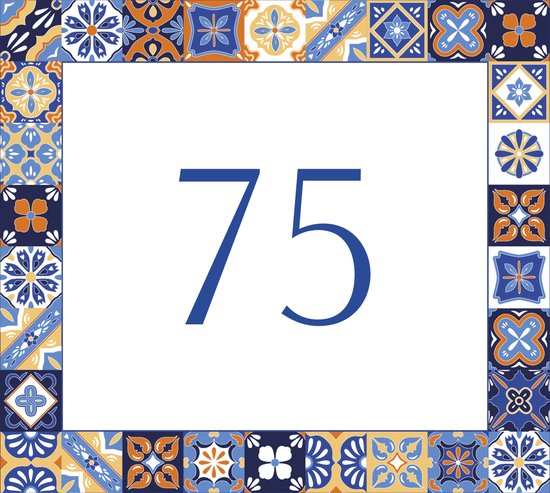 Huisnummerbord nummer 75 | Huisnummer 75 |Klassiek huisnummerbordje ...