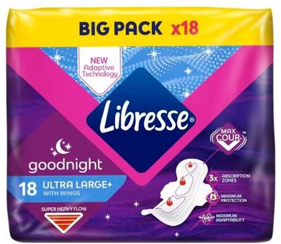 Libresse Ultra Night Maandverband - 6x18 Stuks - Voordeelverpakking | bol