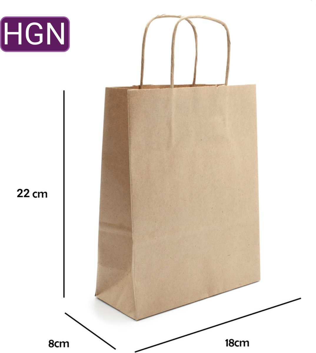 HGN Papieren Tasjes -Cadeautasjes-Cadeauzakjes-50 Stuks-Bruin-Incl 50 ...