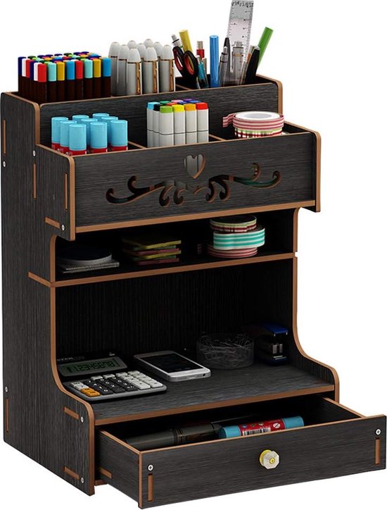 Bureau-organizer van hout, multifunctionele lade, schrijfwaren, bureau ...