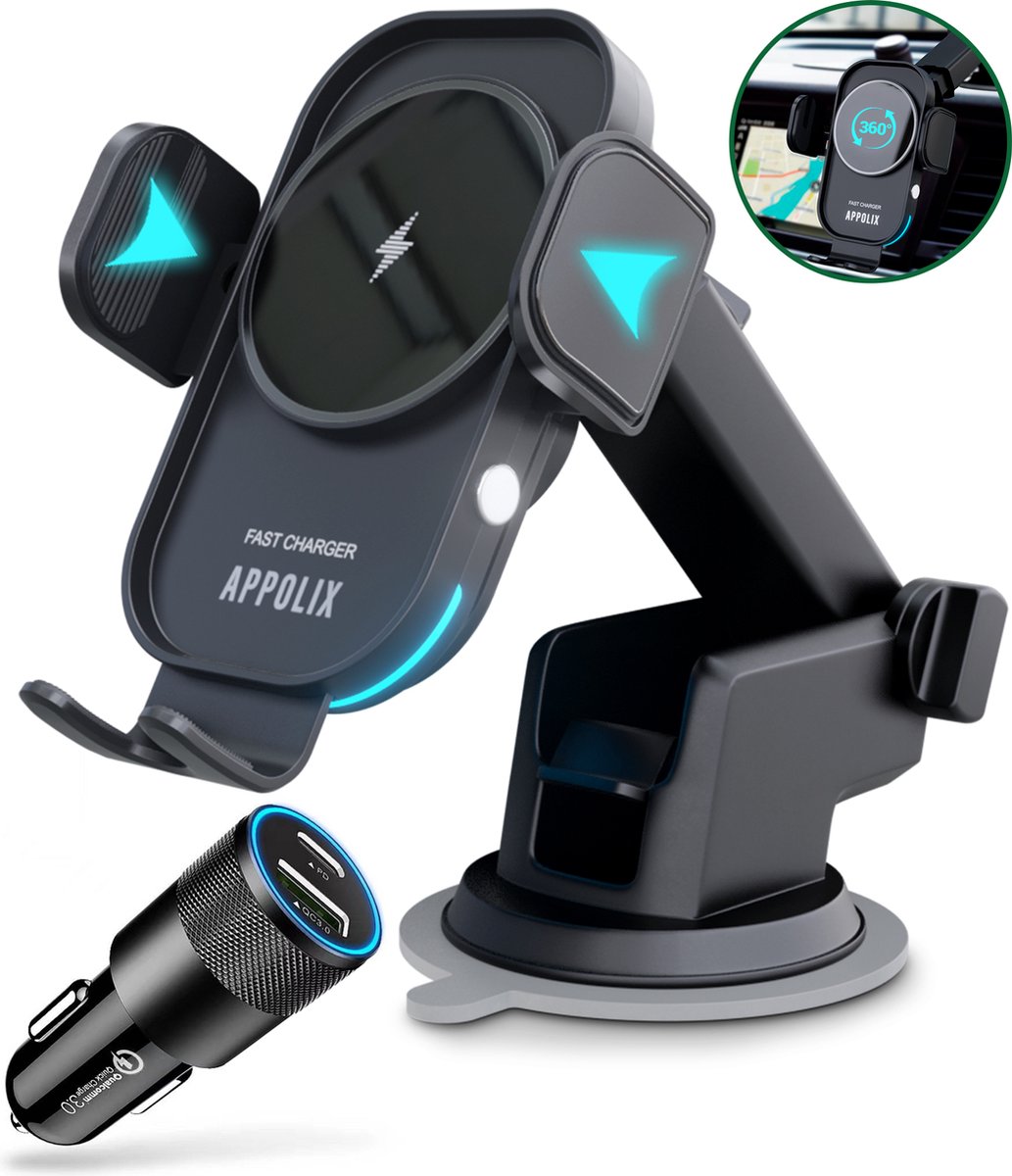Appolix Telefoonhouder met QI Draadloze MagSafe Oplader Auto (15W ...