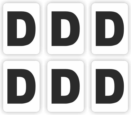 Plakletter D, set 6 stickers | bol