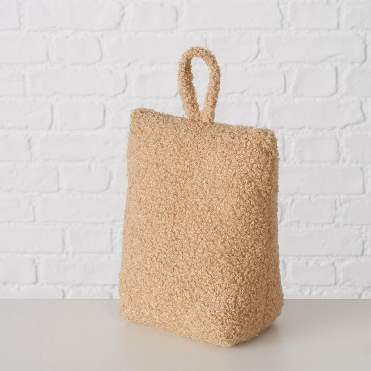 Boltze deurstopper zak - 1 kg - licht bruin - pluche/teddy stof - 20 x ...