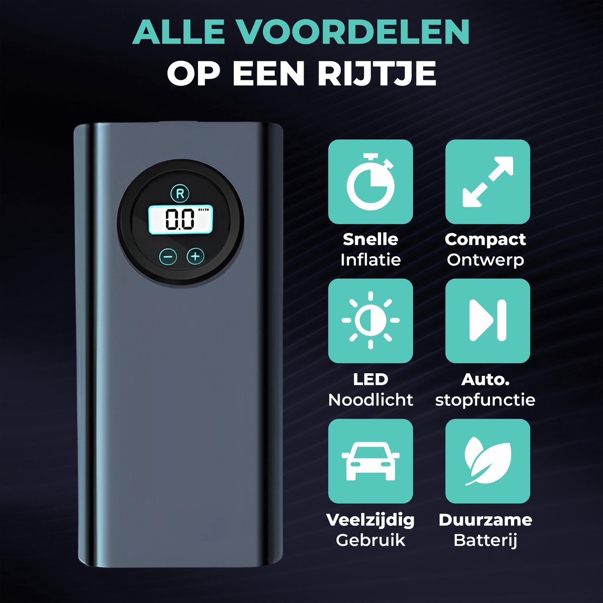 YE - Compressor Bandenpomp - 4000mAH - Elektrische Fietspomp ...