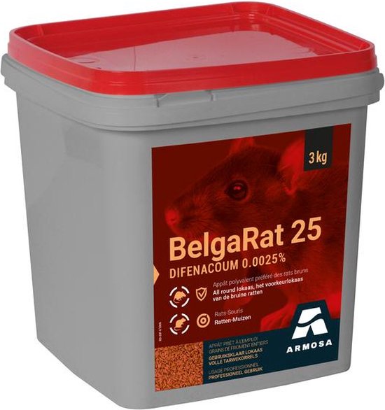BelgaRat 25 (granen) - 3 kg - Zeer krachtige ratten bestrijding voor ...