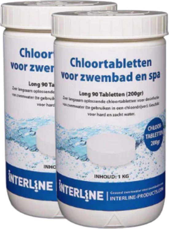 2 x Interline Chloortabletten 200 gram 1 kg - Let op: grote tabletten ...