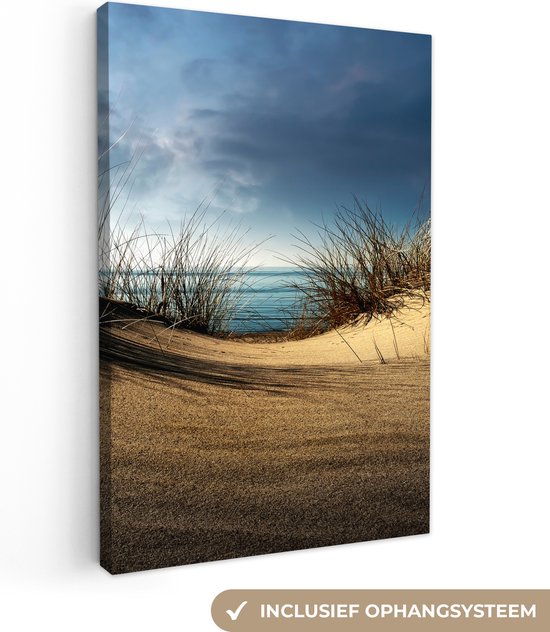 Canvas schilderij - Foto op canvas - Duin - Gras - Wolken - Zee - Wanddecoratie -... | bol