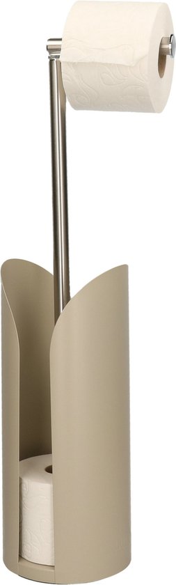 Staande wc/toiletrolhouder taupe met reservoir en flexibele stang 59 cm ...