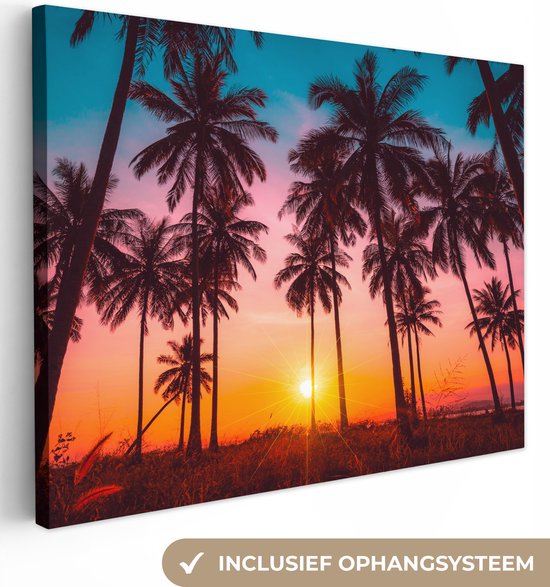 OneMillionCanvasses - Canvas - Schilderij - Palmboom - Zonsondergang - Horizon -... | bol