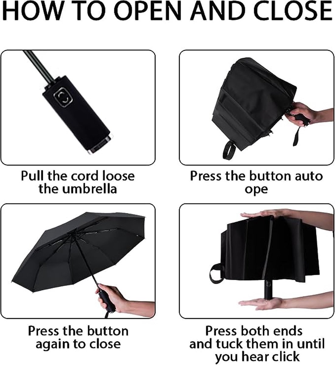 paraplu, stormvaste opvouwbare paraplu, 10 baleinen met automatische ...