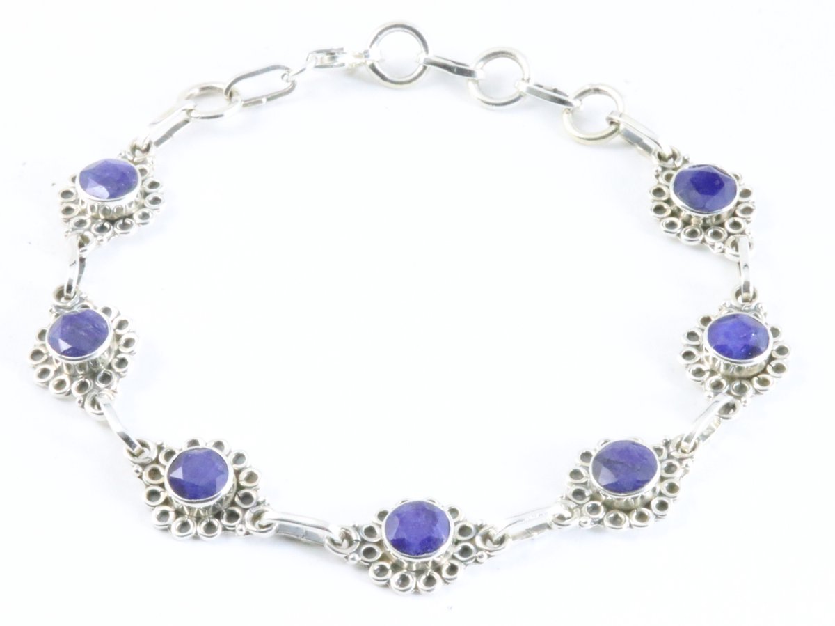 Bewerkte zilveren armband met blauwe saffier | bol.com