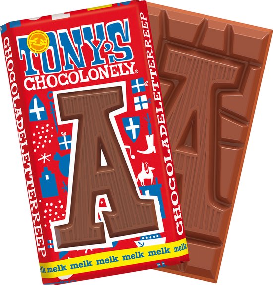Tony's Chocolonely Chocolade Letter A - Melkchocolade Chocoladeletter ...