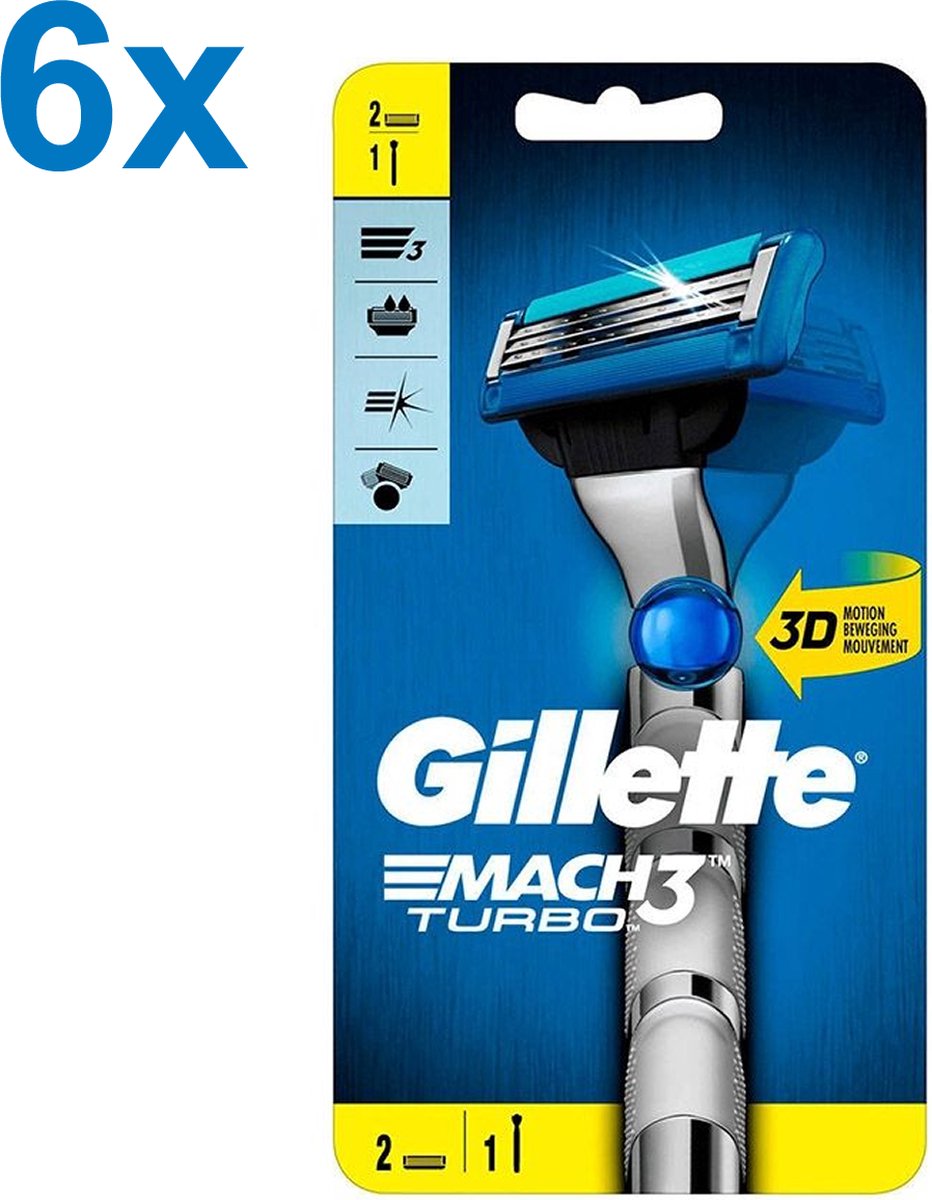 Gillette - Mach3 – Turbo – 6x Scheersysteem + 12x Scheermesjes - Voordeelverpakking | bol.com