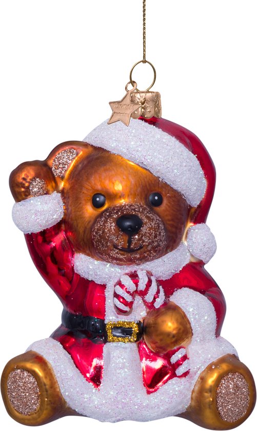 Ornement verre multi ours avec robe de Noël H9,5cm | bol