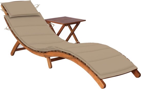 The Living Store Ligbed met tafeltje en kussen massief acaciahout ...