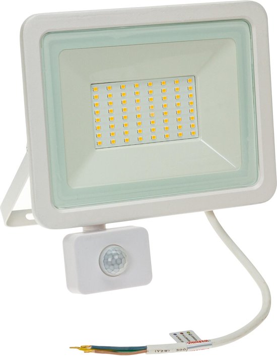 Spectrum - LED schijnwerper met sensor Wit - 50W IP44 - 3000K - warm ...