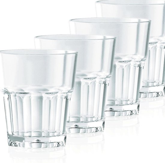 4 onbreekbare glazen, bekers, duurzame waterglazen van stevig kunststof, sap, water,... | bol
