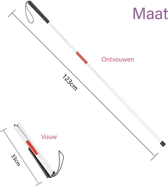 Inklapbare Wandelstok voor Blinden: Aluminiumlegering, 4 Segmenten ...