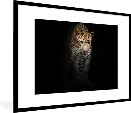Fotolijst incl. Poster - Luipaard - Reflectie - Zwart - 80x60 cm ...
