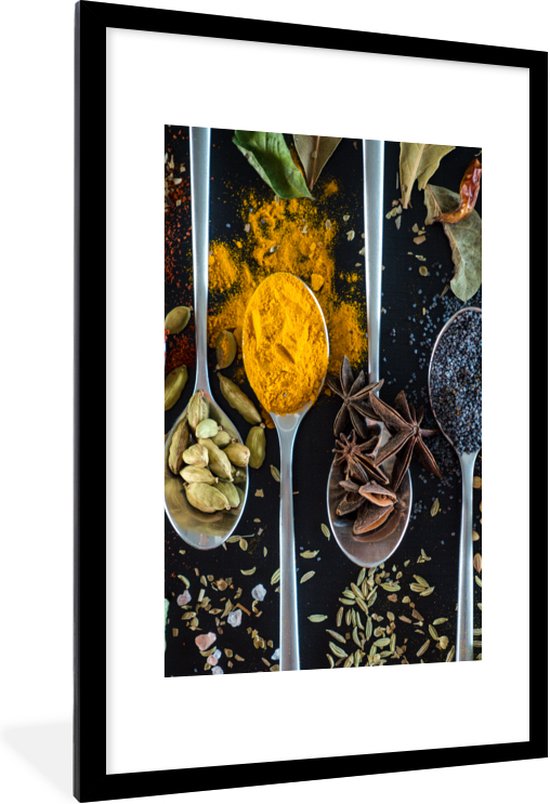 Fotolijst incl. Poster - Kruiden - Lepel - Specerijen - Zwart - Keuken ...