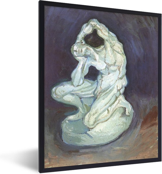 Fotolijst incl. Poster - Gipsen beeld van een knielende man - Vincent ...