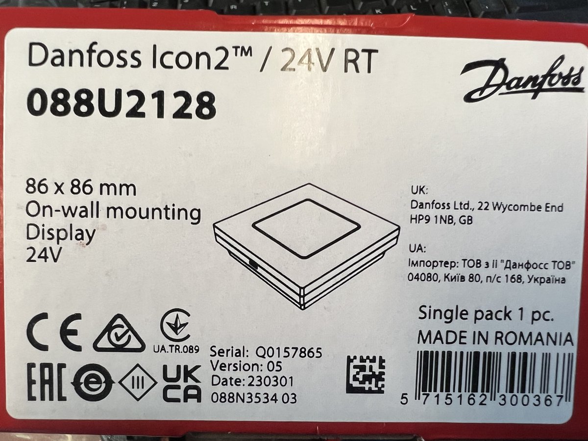 Danfoss Icon Kamerthermostaat, 24V opbouw 2 draads | bol.com