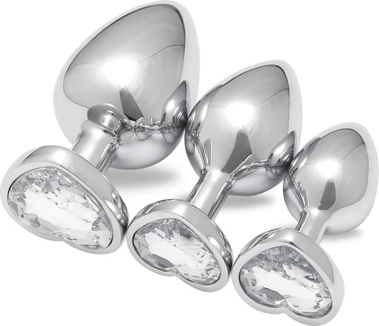 Intenz® Metalen Buttplug Set 3 Delig Buttplugs Hart Wit